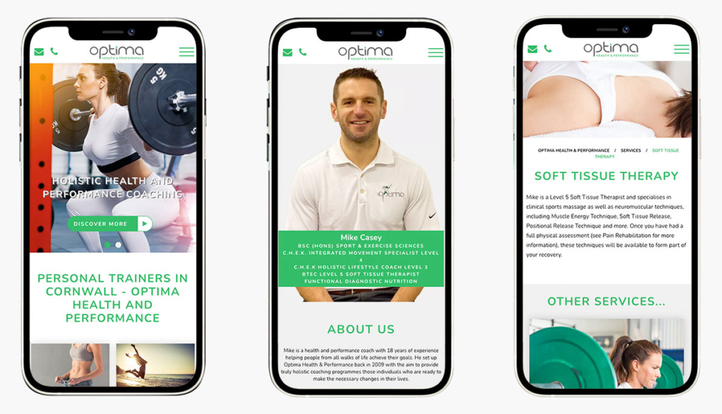 Optima Health & Performance Website Design in Cornwall